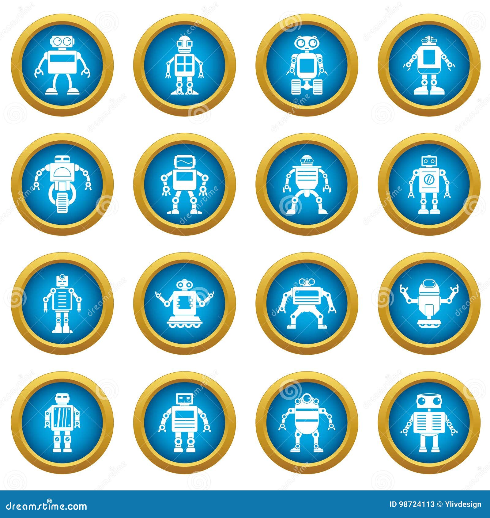 Robot Icons Blue Circle Set Stock Vector - Illustration of metal, logo ...