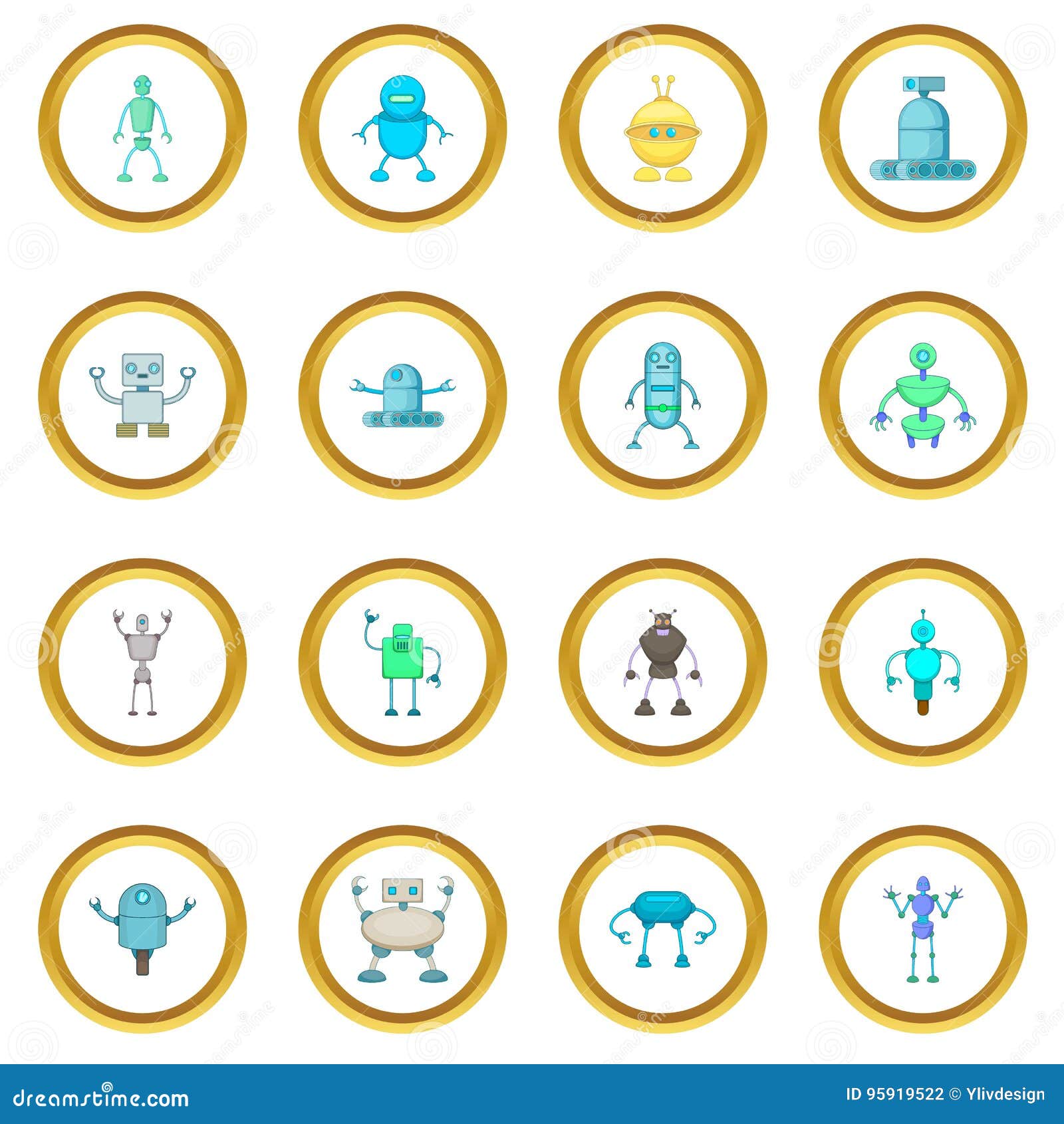 Robot icons circle stock vector. Illustration of collection - 95919522