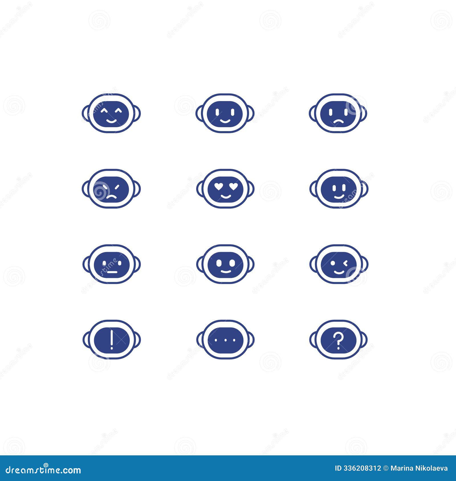 Robot Icons. Different Emotions of Robots Stock Vector - Illustration ...