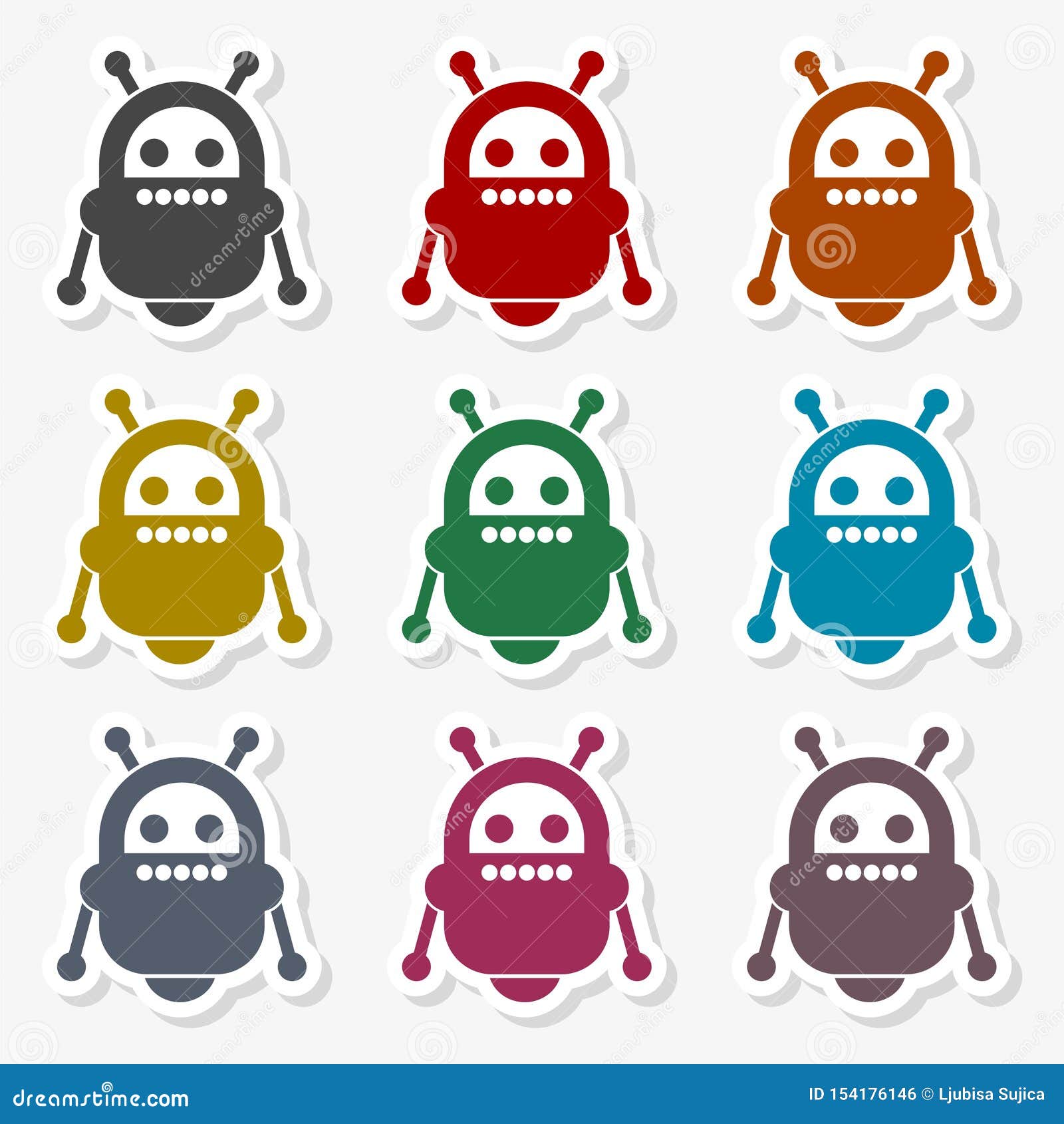 Robot icons - Illustration stock vector. Illustration of color - 154176146