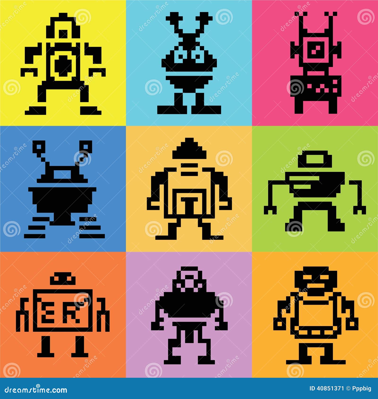 Robot Icons Vector Set Logo Robotic Machine Technology Robocop Cartoon ...