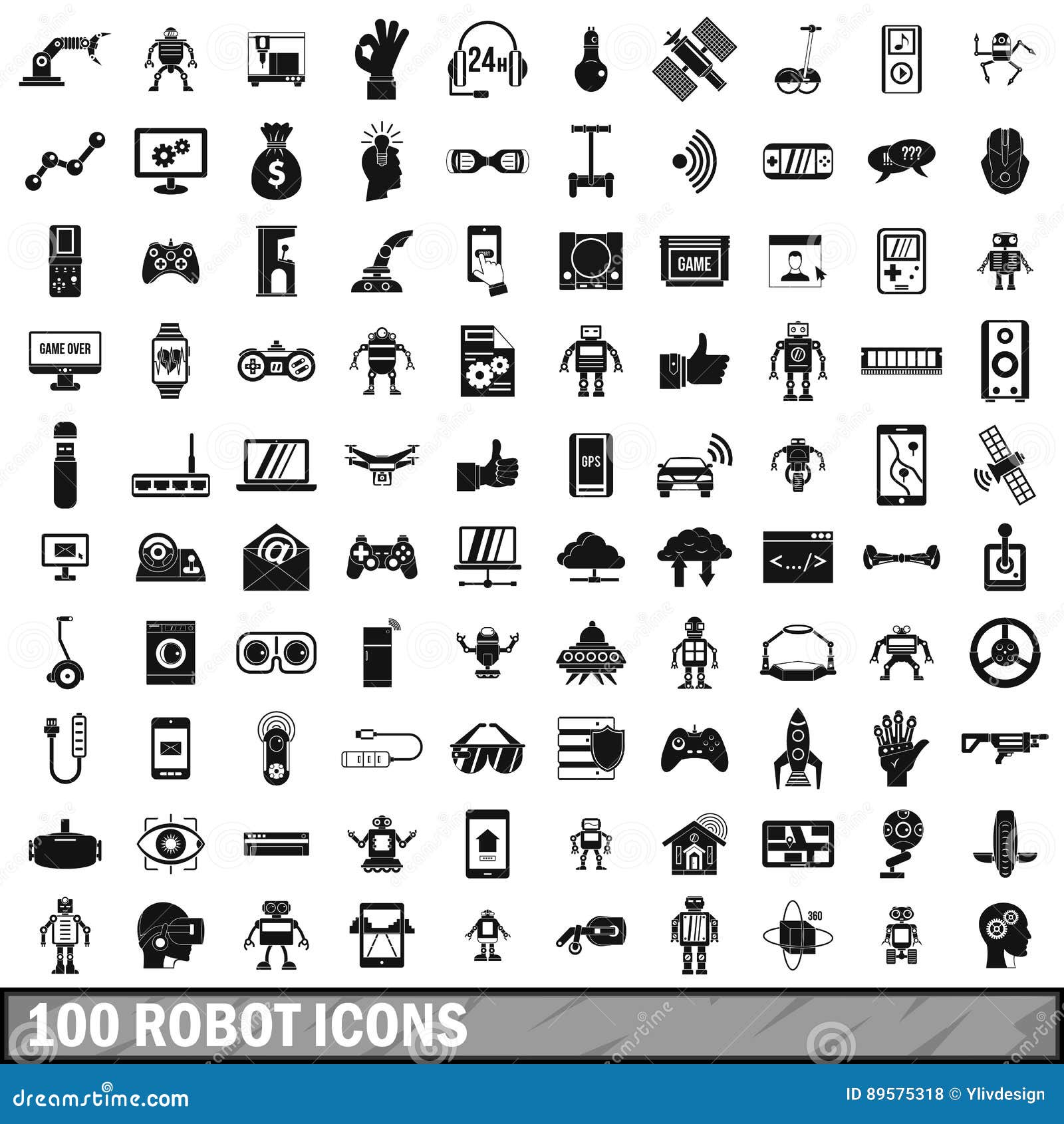 Robot Icons Vector Set Logo Robotic Machine Technology Robocop Cartoon ...