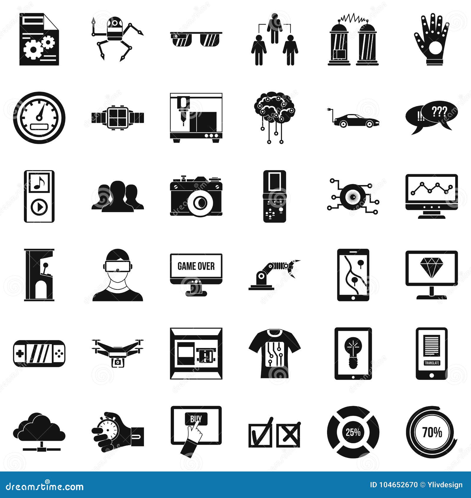 Robot Icons Set, Simple Style Stock Vector - Illustration of reality, glove: 104652670