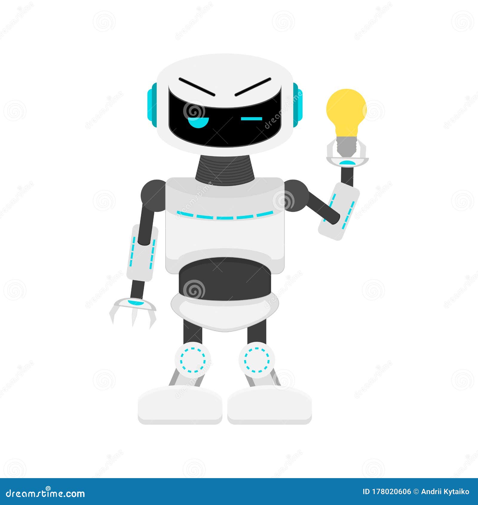 Robot with Idea, Light Bulb, Creative Ai Stock Vector - Illustration of ...