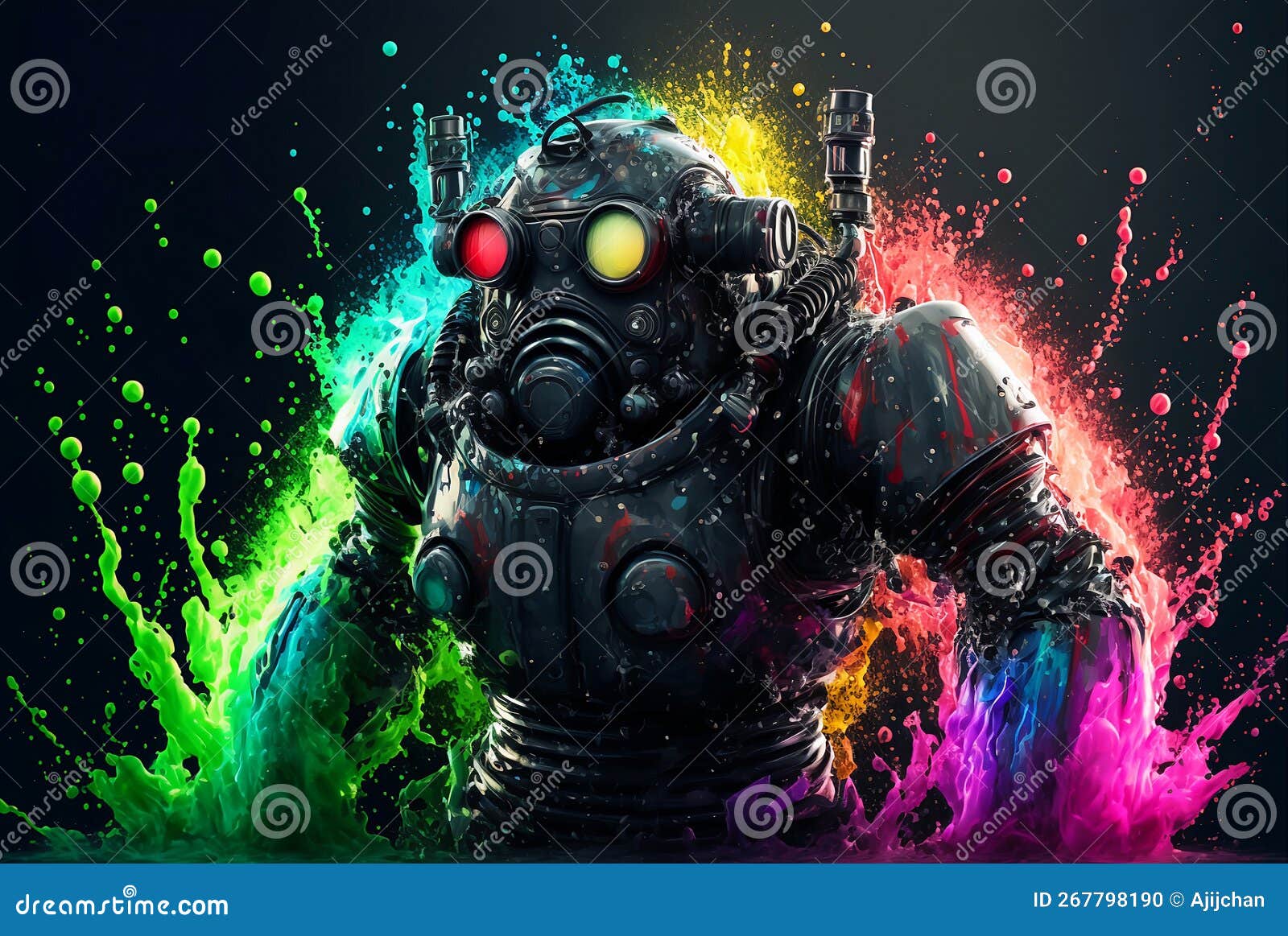 A Robot Immersed in a Splash of Colours. Generative AI Stock ...