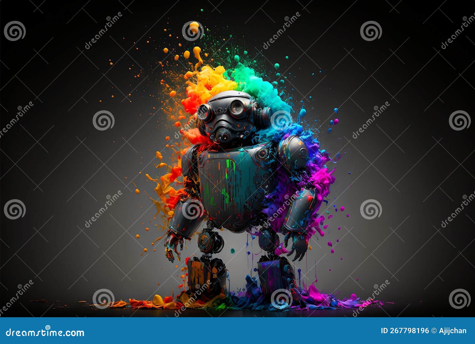 A Robot Immersed in a Splash of Colours. Generative AI Stock ...