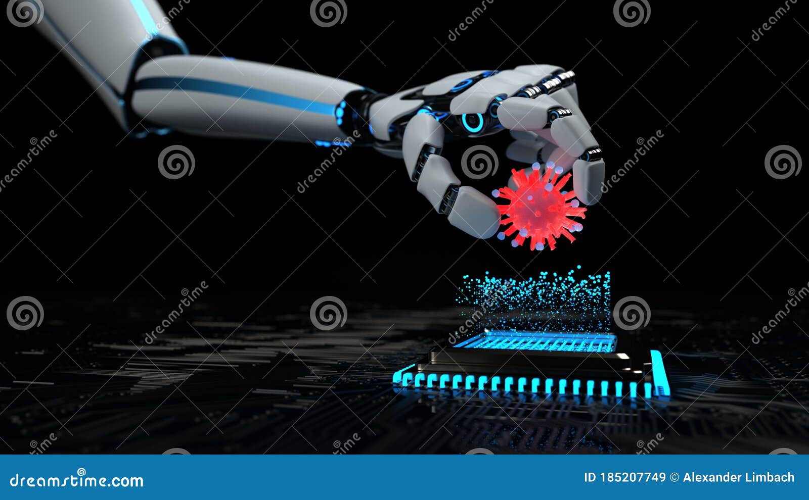 A Robot Infects the Hardware with a Virus. Stock Illustration ...