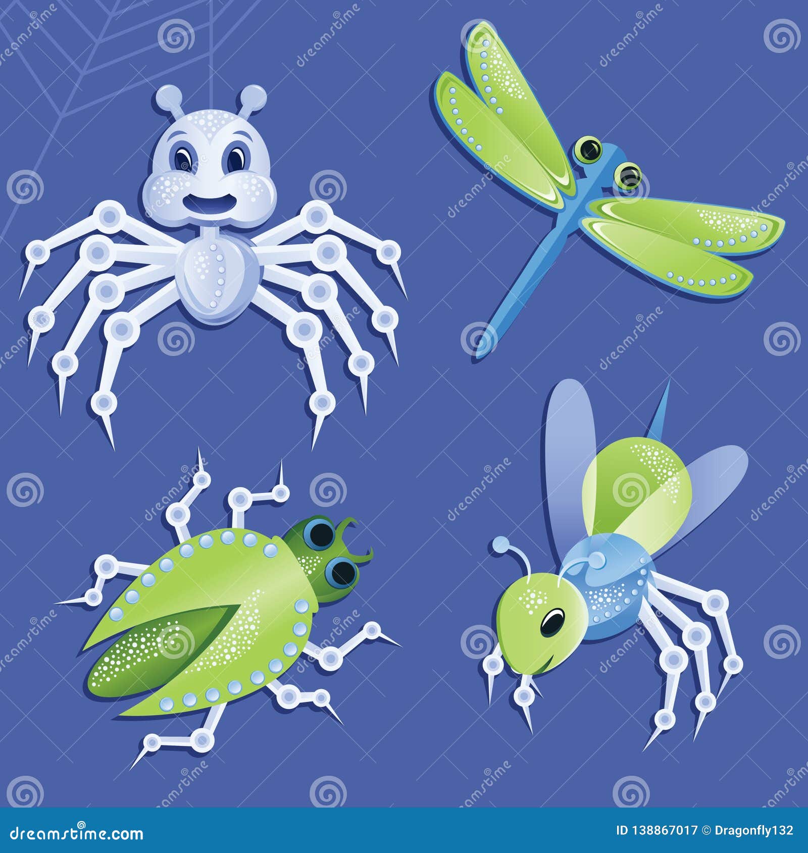Robot Insects Illustration stock vector. Illustration of metallic ...