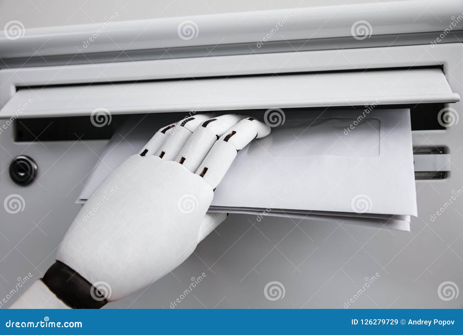 Robot Inserting Envelope in Mailbox Stock Image - Image of deliver ...