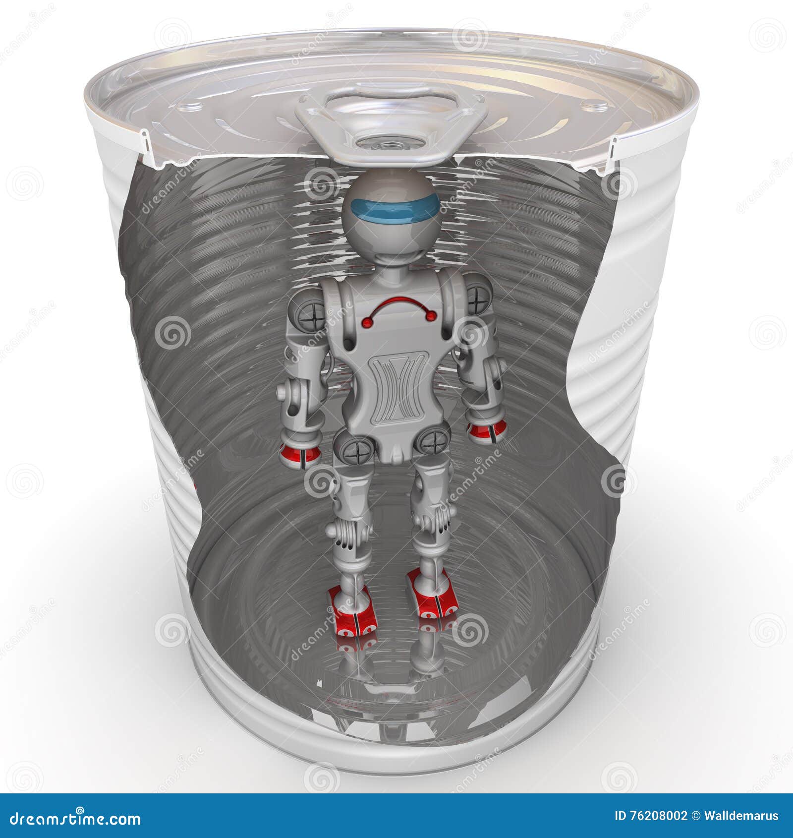 The Robot is Inside a Tin Can Stock Illustration - Illustration of ...