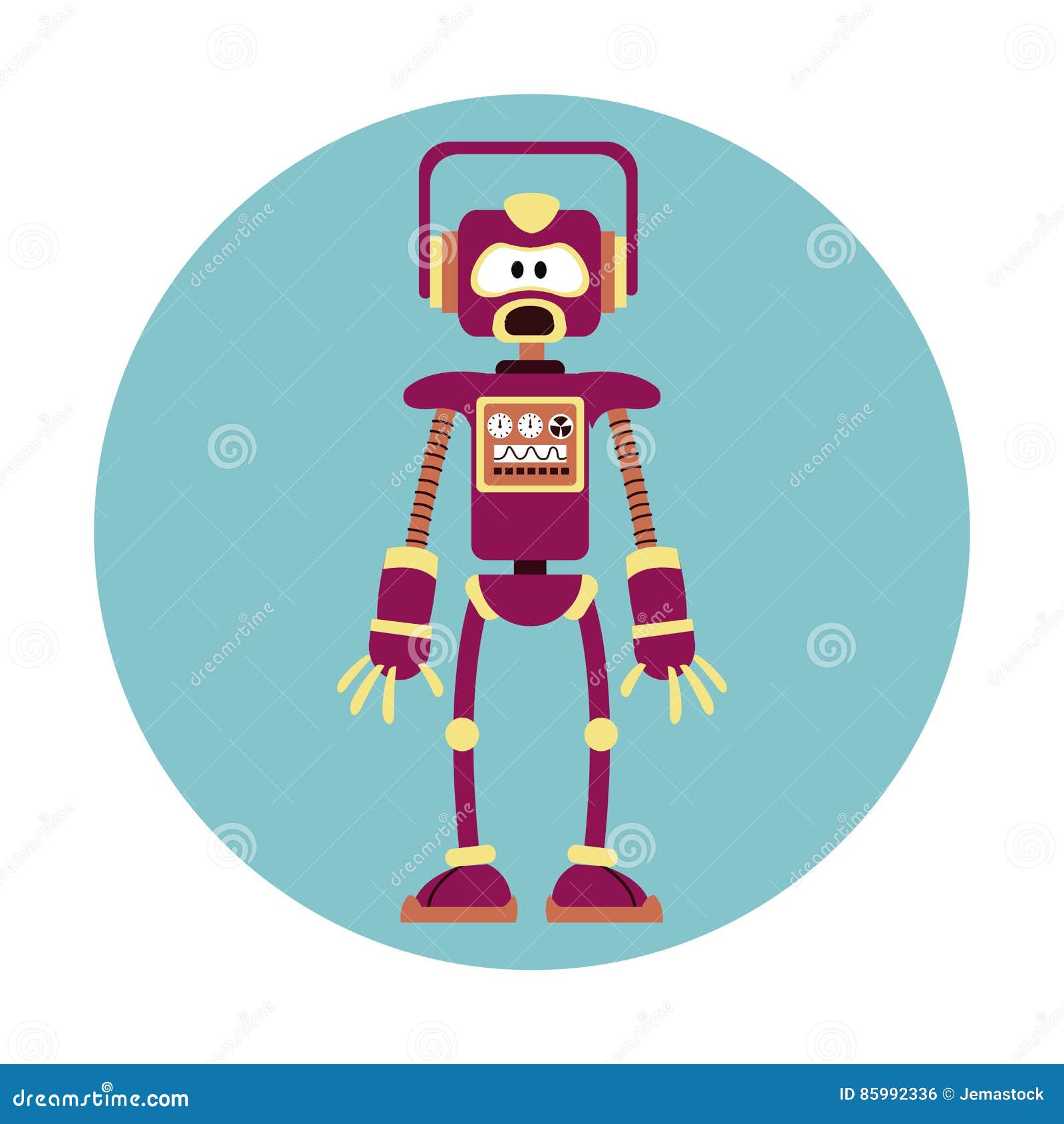 Robot Intelligence Artificial Circle Icon Stock Vector - Illustration ...