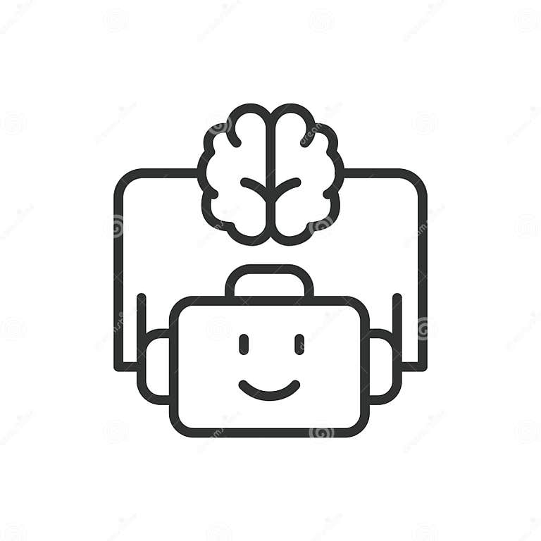 Robot Intelligence, Icon in Line Design. Robot, Intelligence, AI ...