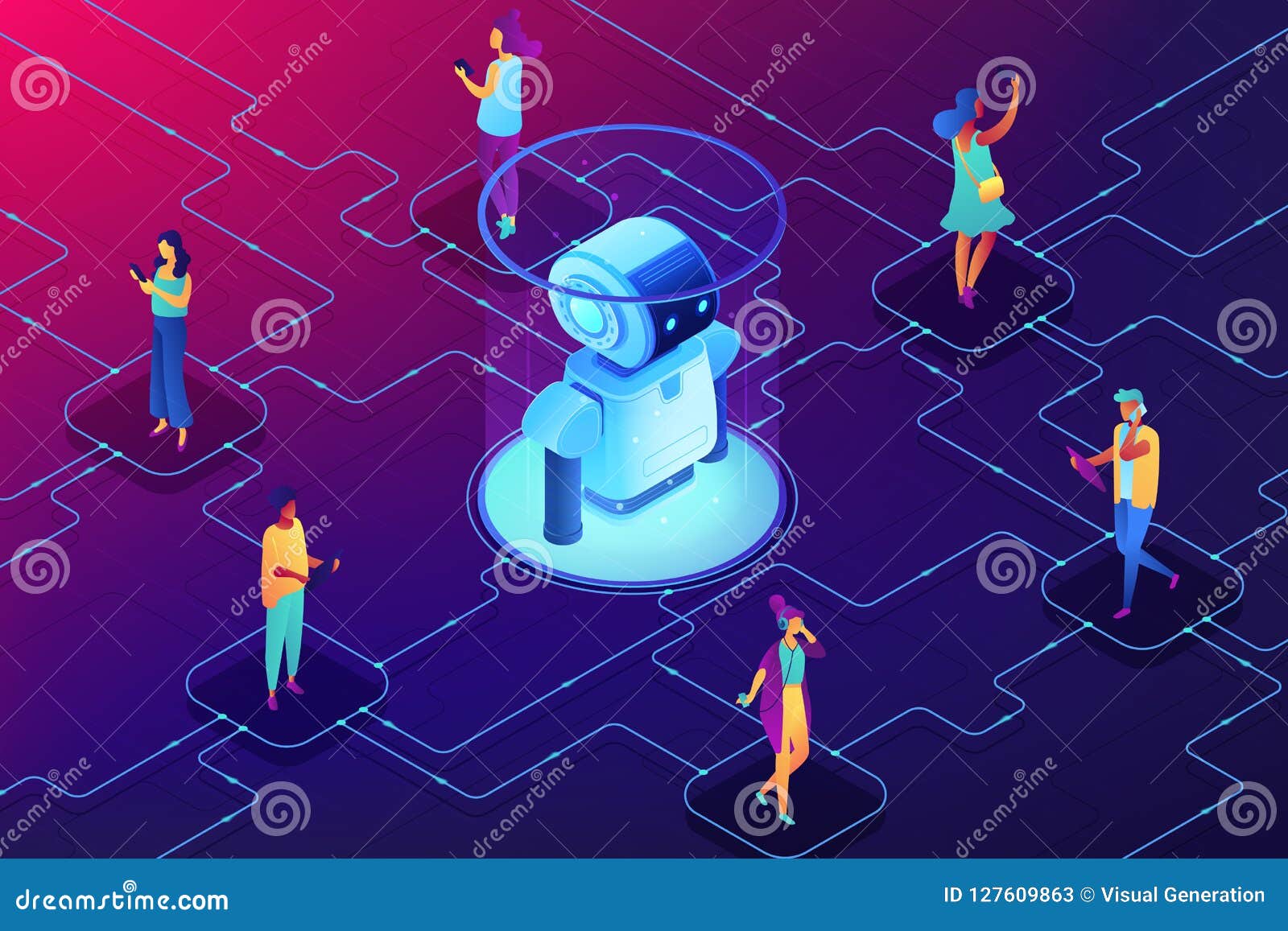 Social Robotics Concept Vector Isometric Illustration. Stock Vector ...