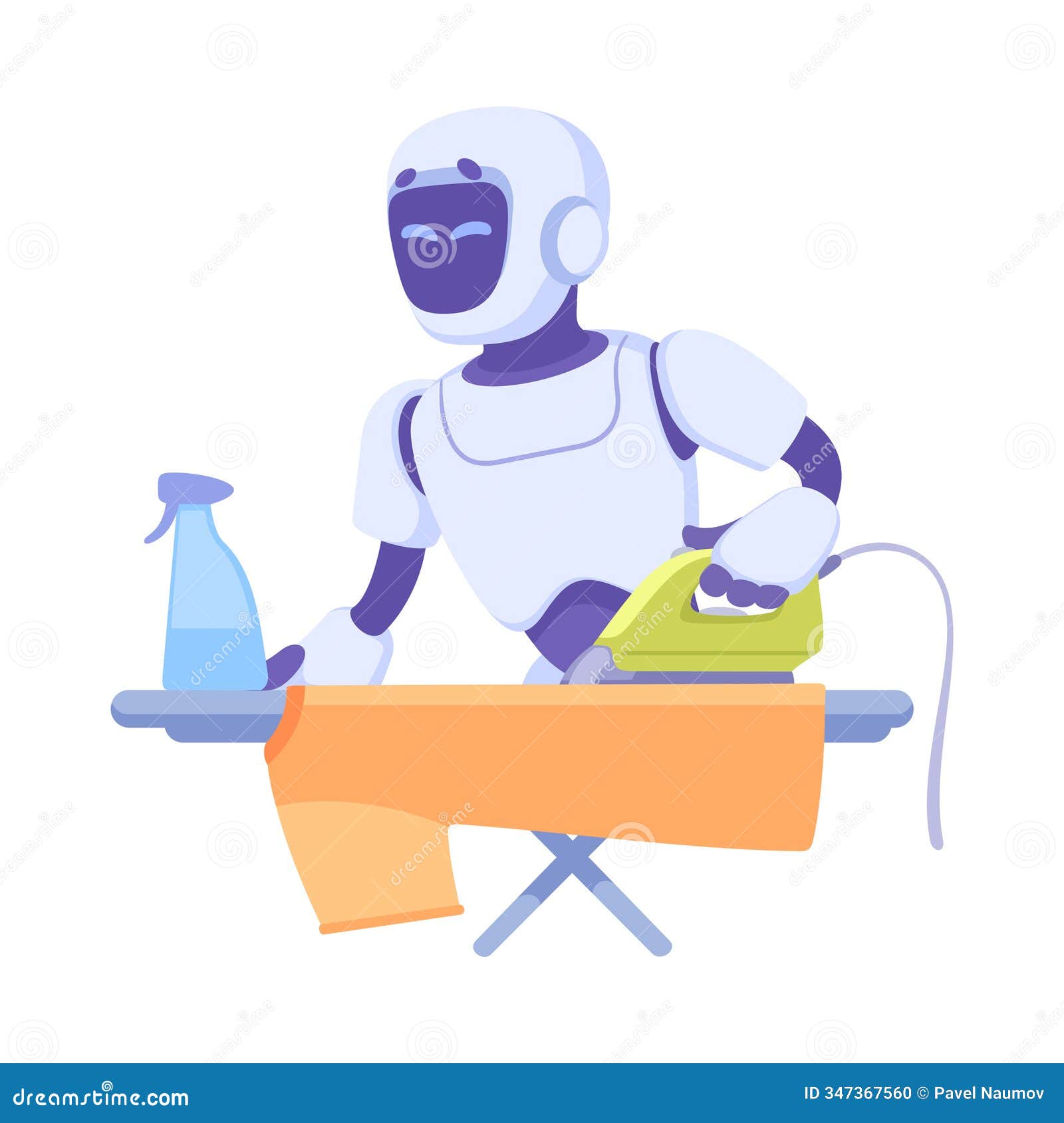Robot Iron Clothes As Smart Android Assistant Machine Vector ...