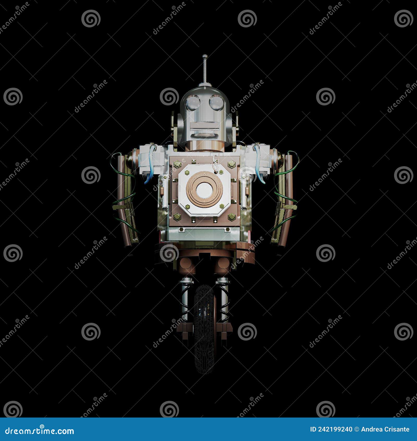Robot Isolated on Black Background Stock Illustration - Illustration of ...