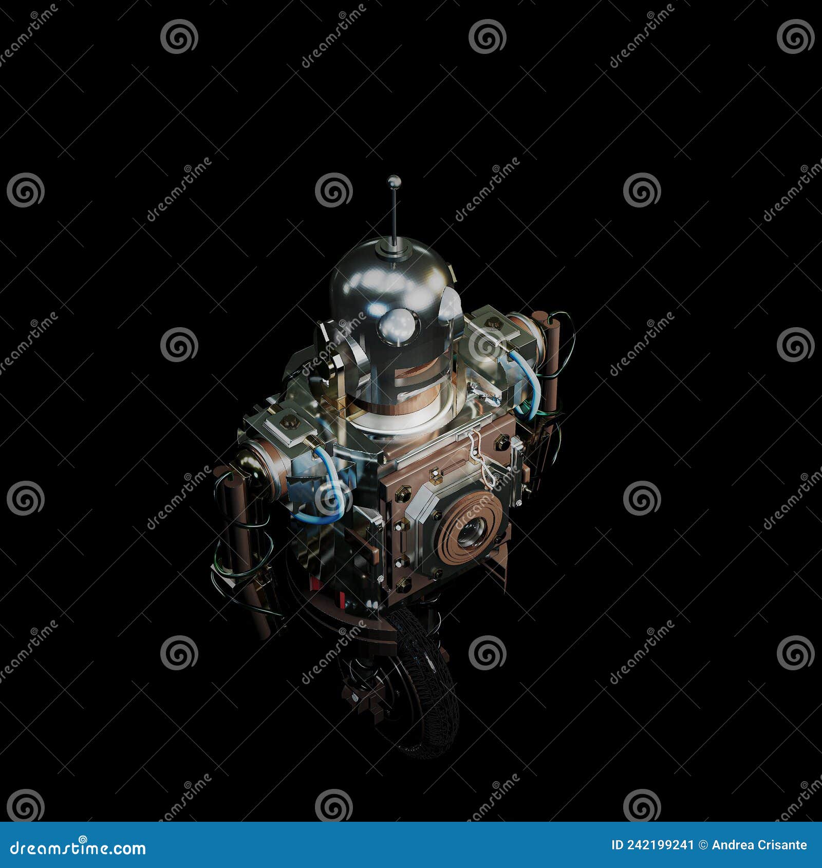 Robot Isolated on Black Background Stock Illustration - Illustration of ...