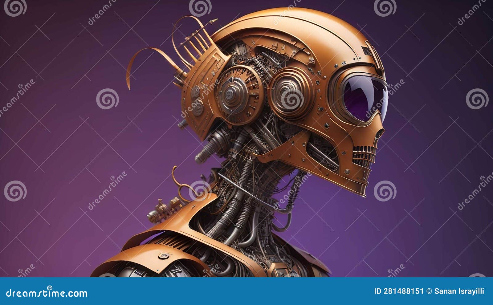 A Robot Isolated on Purple Background. Robot Concept Stock Illustration ...