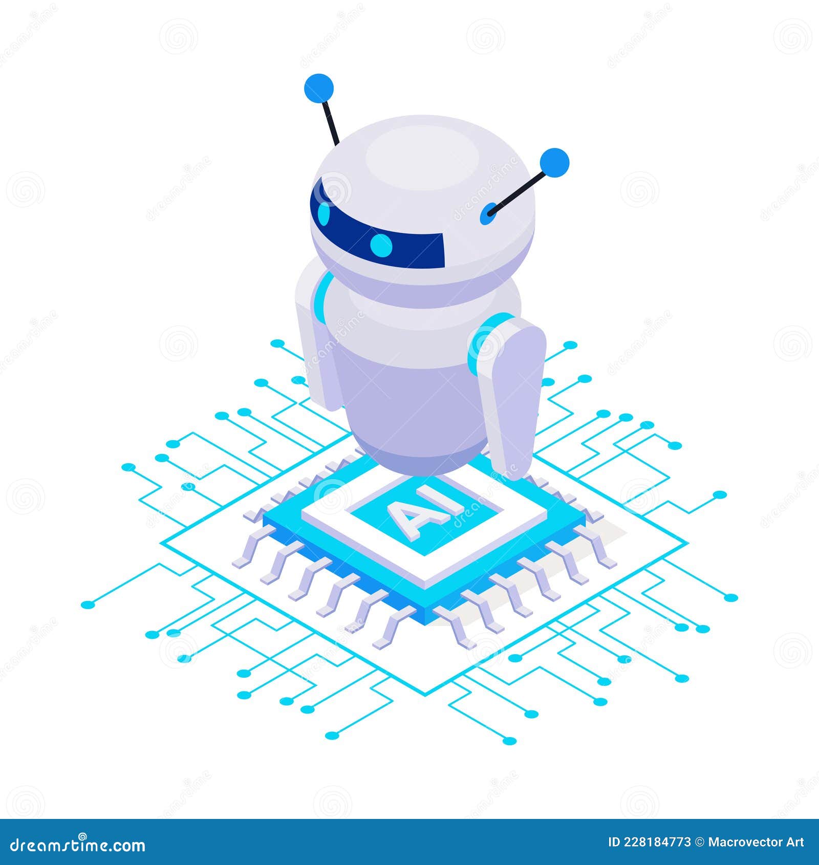 Robot Isometric Icon stock vector. Illustration of artificial - 228184773