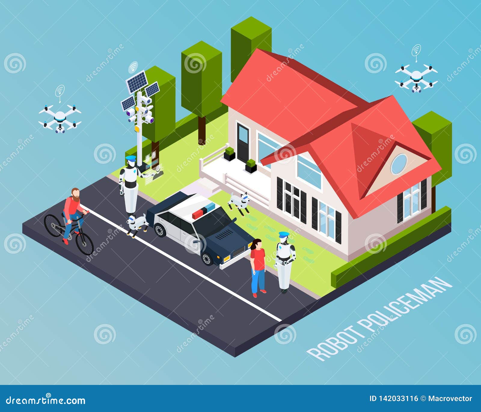 Robot Isometric Professions Composition Stock Vector - Illustration of ...