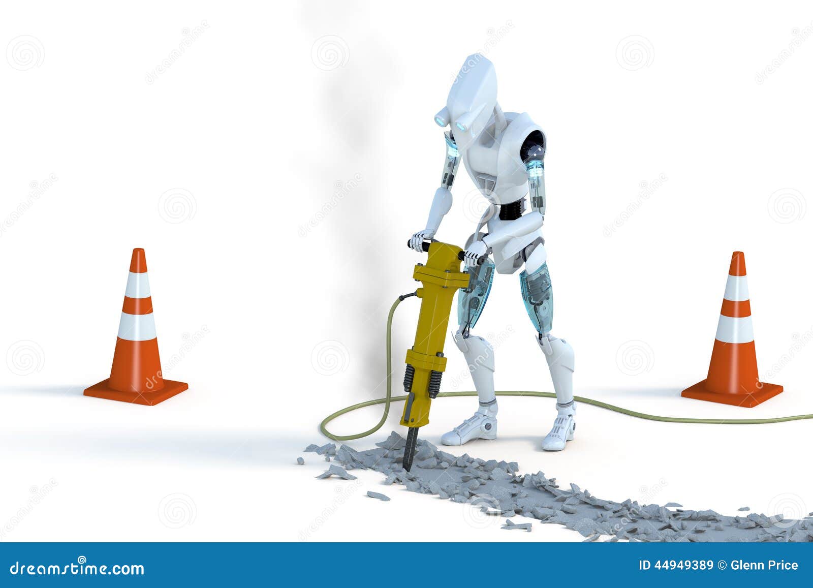 Robot with Jackhammer stock illustration. Illustration of scifi - 44949389