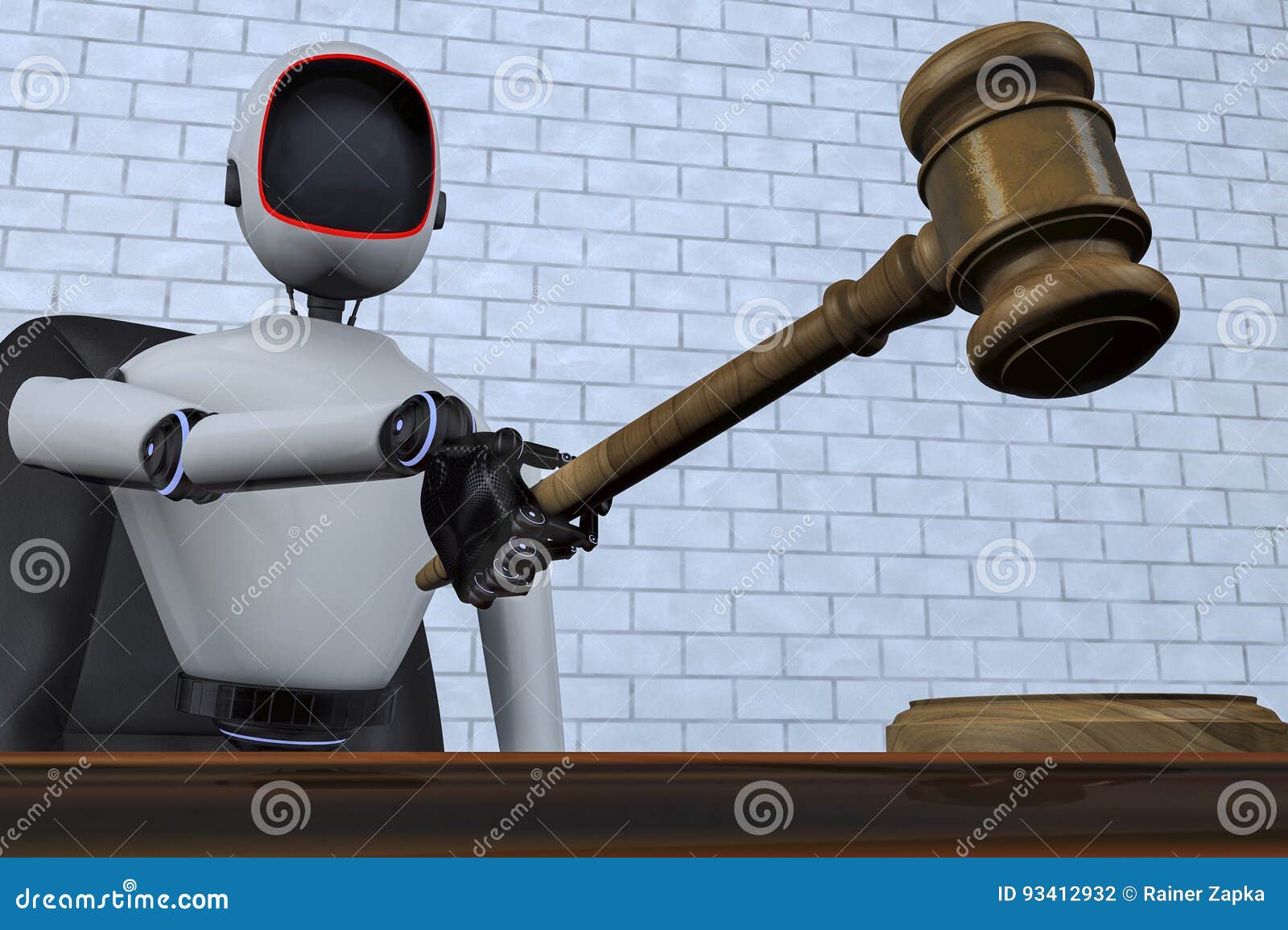Robot Judge Of Future. Cyborg Magistrate. Cartoon Character Vector ...