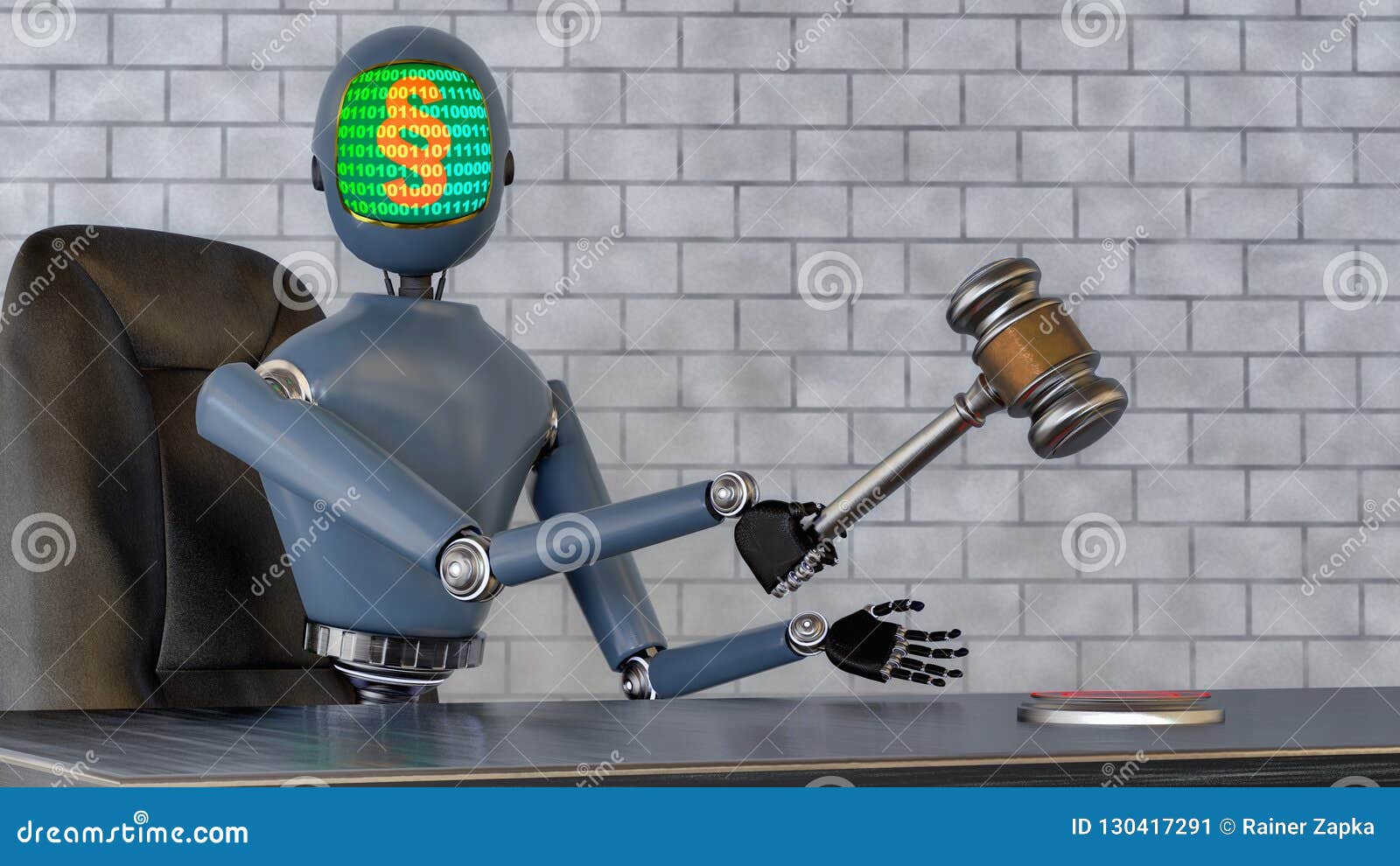 Robot Judge Of Future. Cyborg Magistrate. Cartoon Character Vector ...