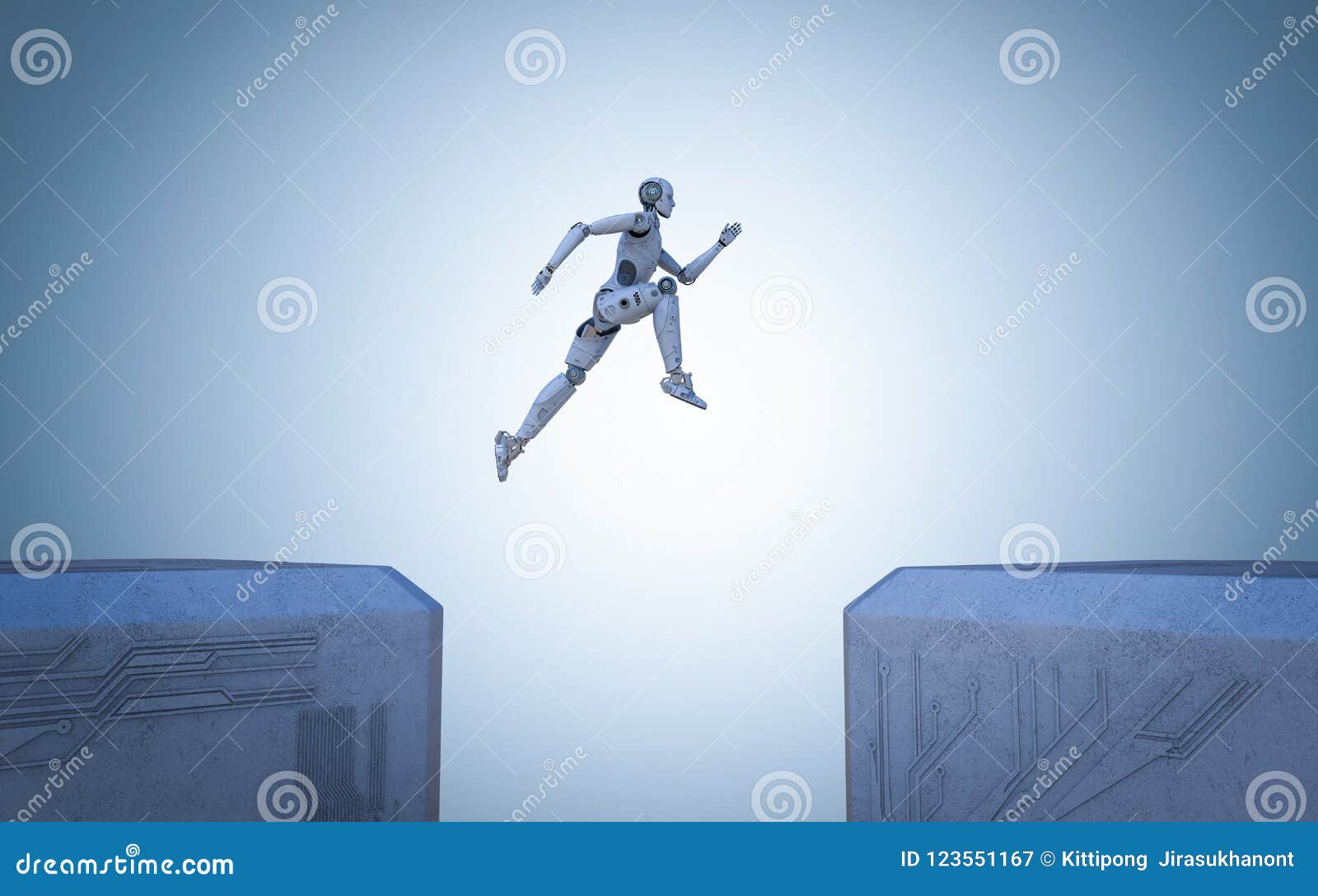 Robot jump across stock illustration. Illustration of cybernetic ...