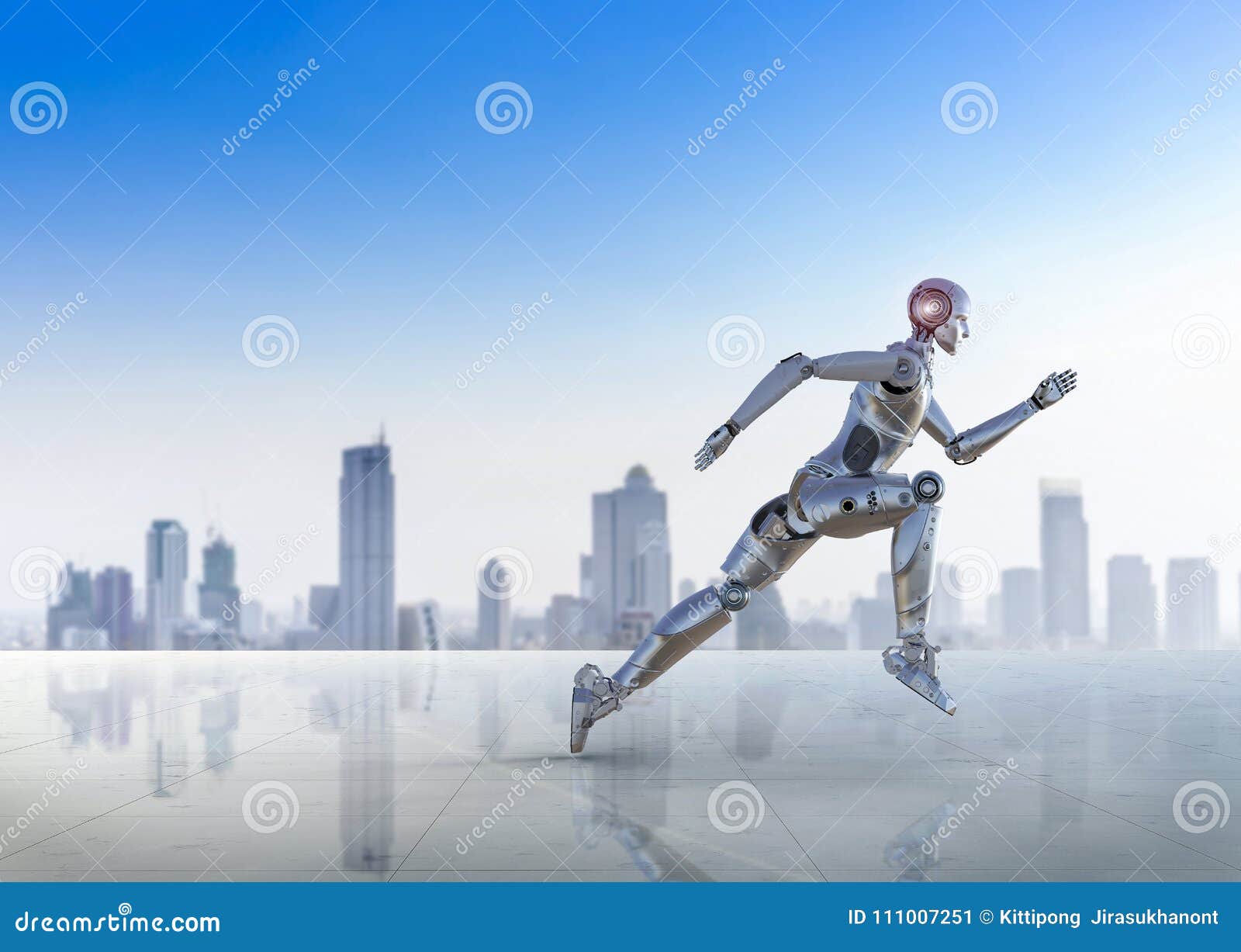 Robot jumping or running stock illustration. Illustration of isolated ...