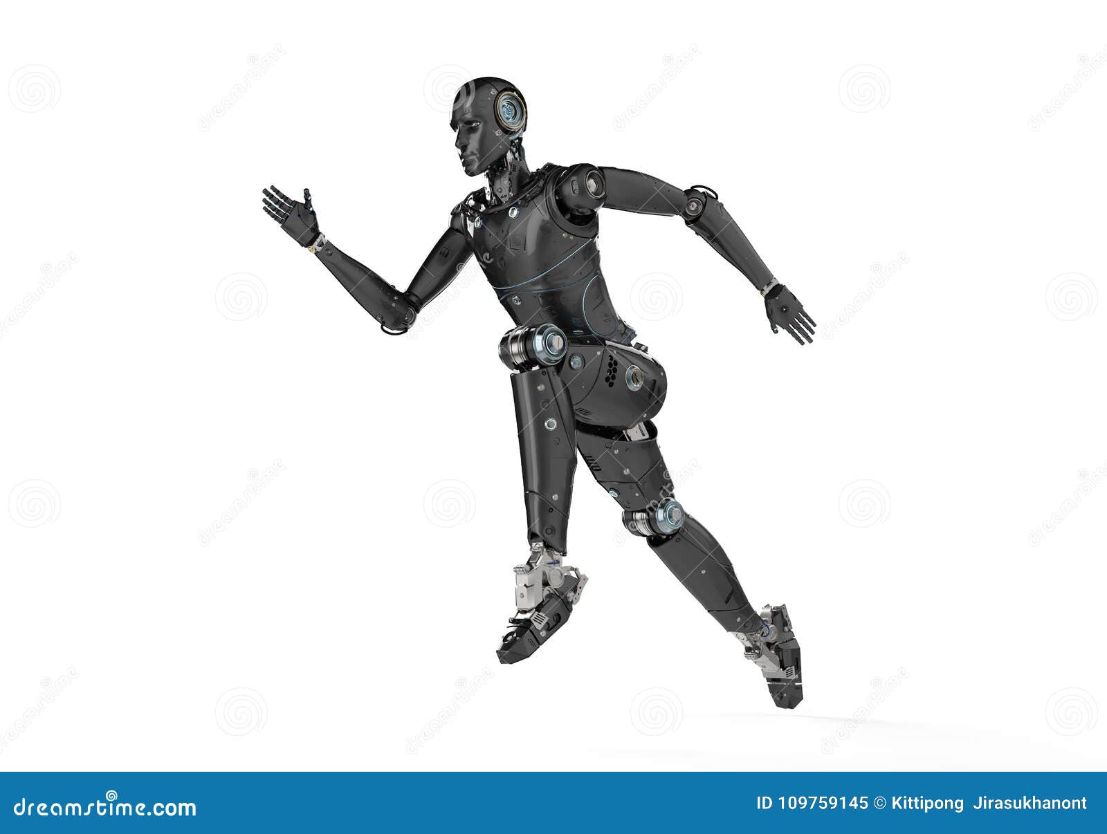 Robot jumping or running stock illustration. Illustration of cyborg ...