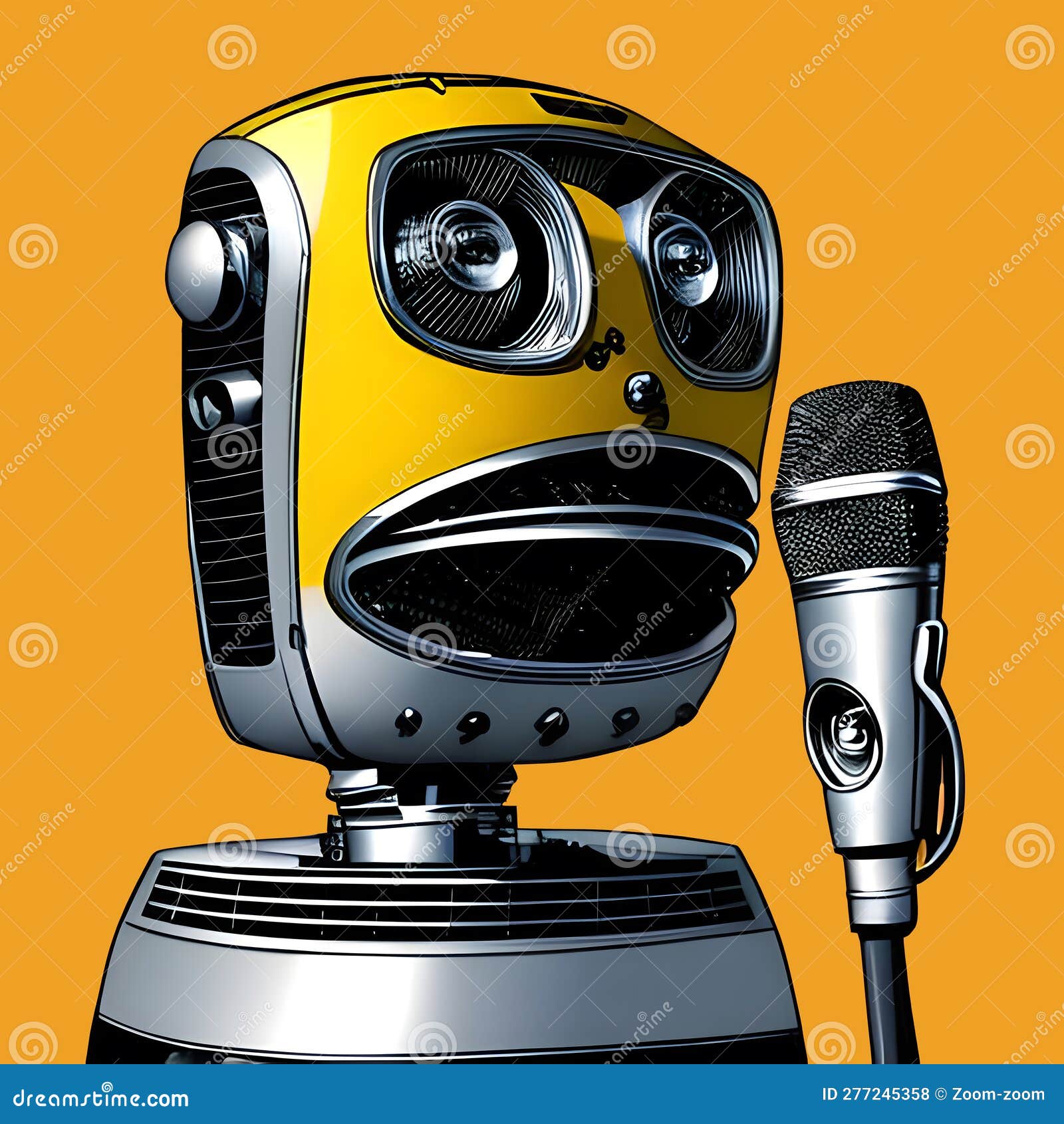 Robot Singer Vocalist Sketch Engraving Cartoon Vector | CartoonDealer ...