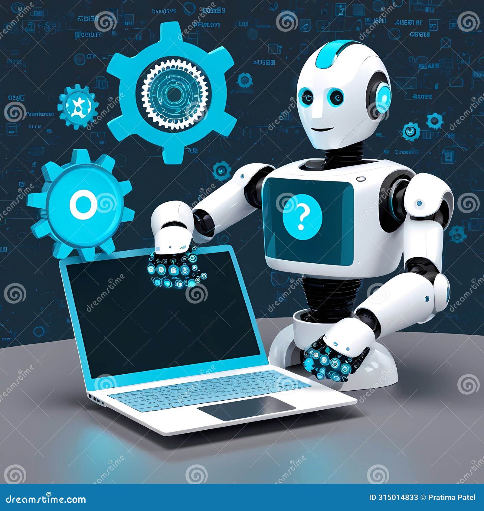 Robot with Laptop, an Engaging Image of Robot Ai Assistant Offering ...