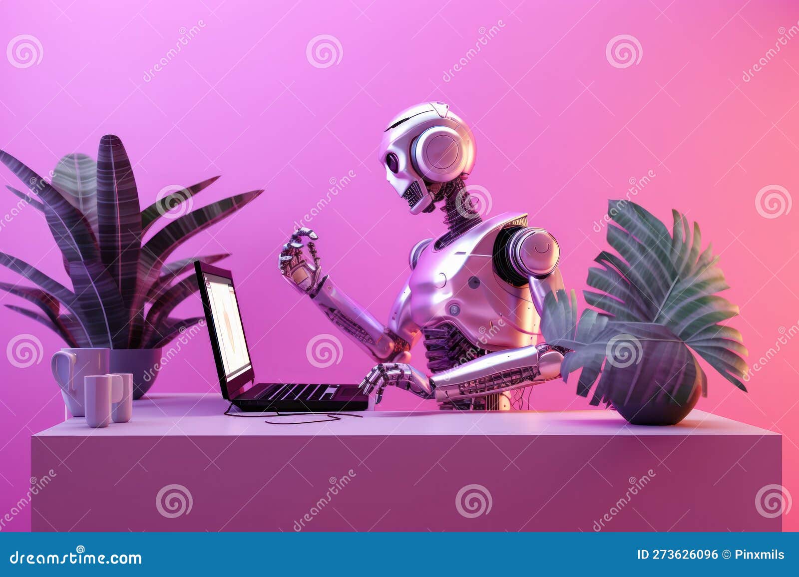 Robot with Laptop. New Technologies. Artificial Intelligence. GPT Chat ... Robot with Laptop. New Technologies. Artificial Intelligence. GPT Chat ...