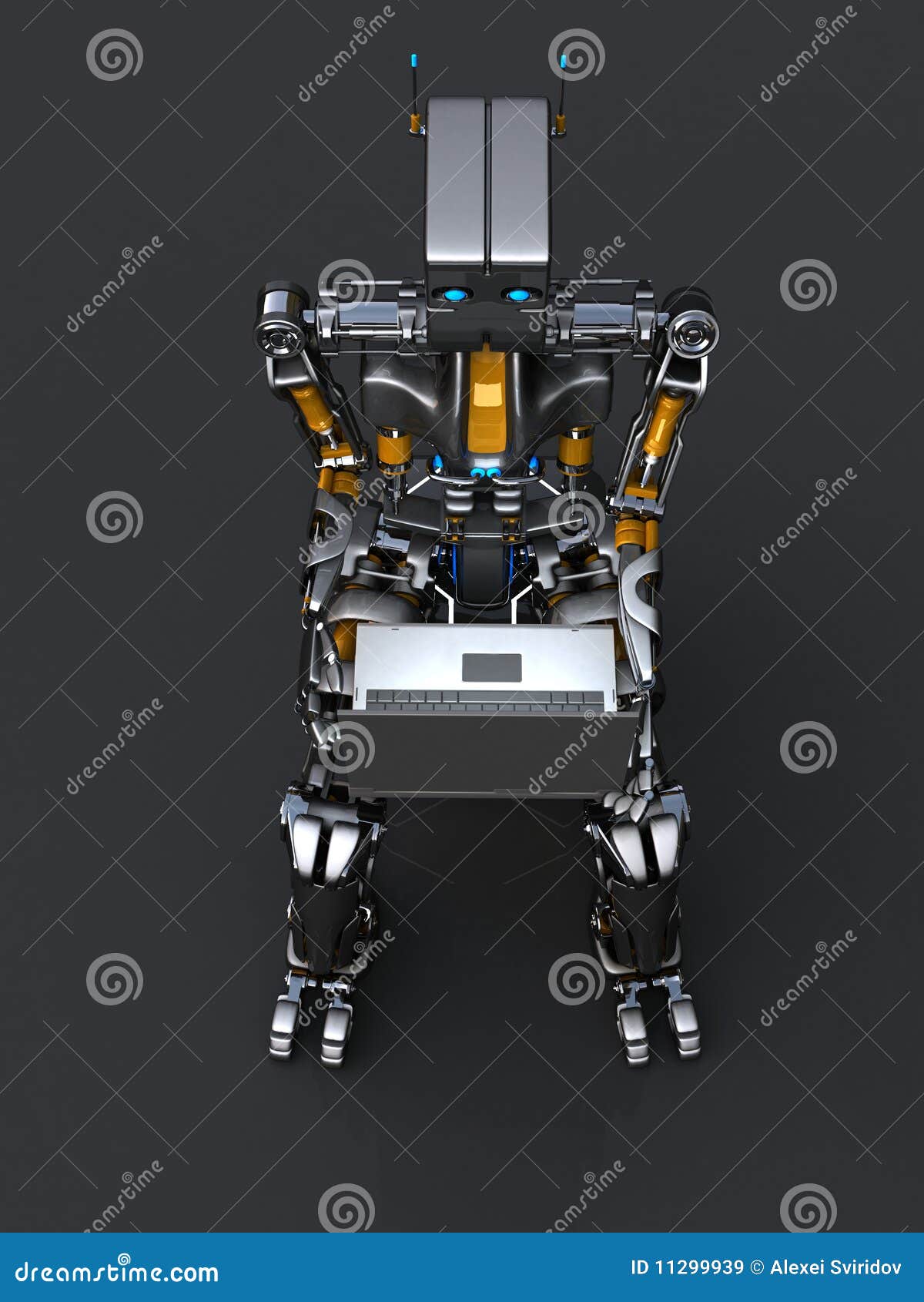Robot with laptops stock illustration. Illustration of nanotechnology ...
