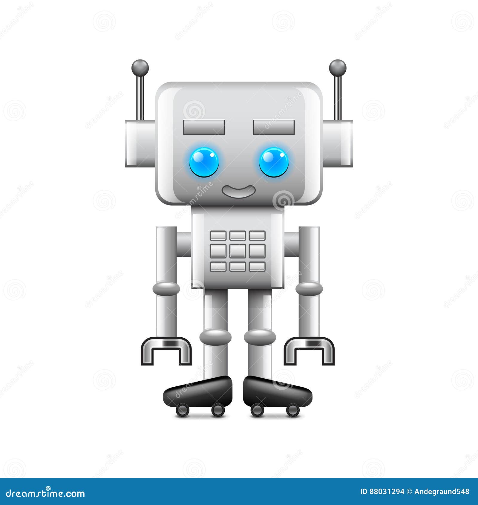 Robot with Large Square Head Isolated on White Vector Stock Vector ...