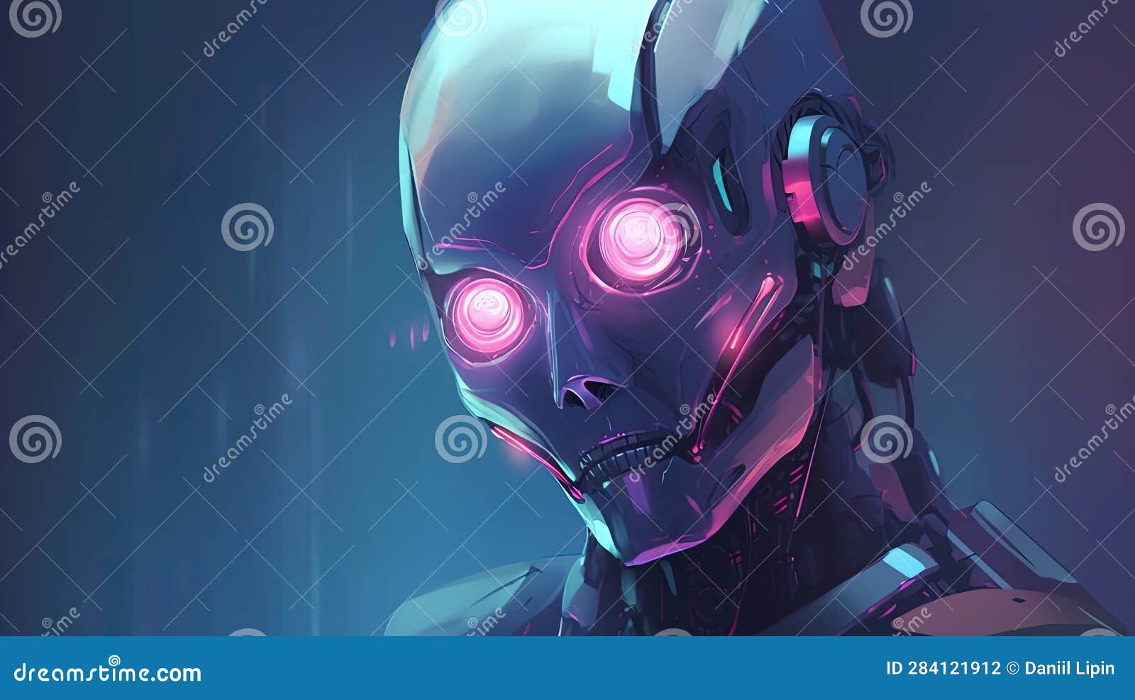 A robot with laser eyes stock illustration. Illustration of drawing ...