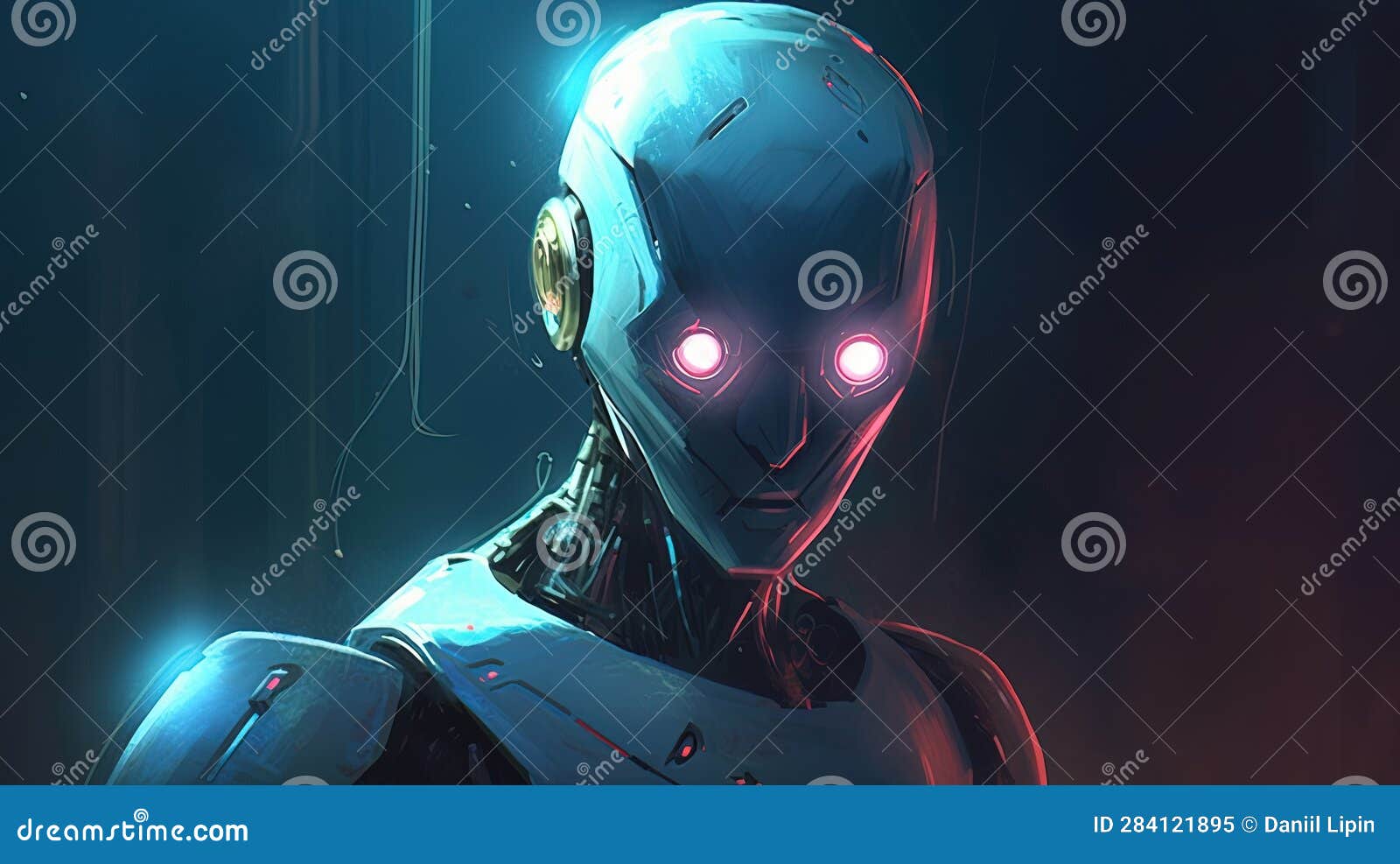 A robot with laser eyes stock illustration. Illustration of machine ...