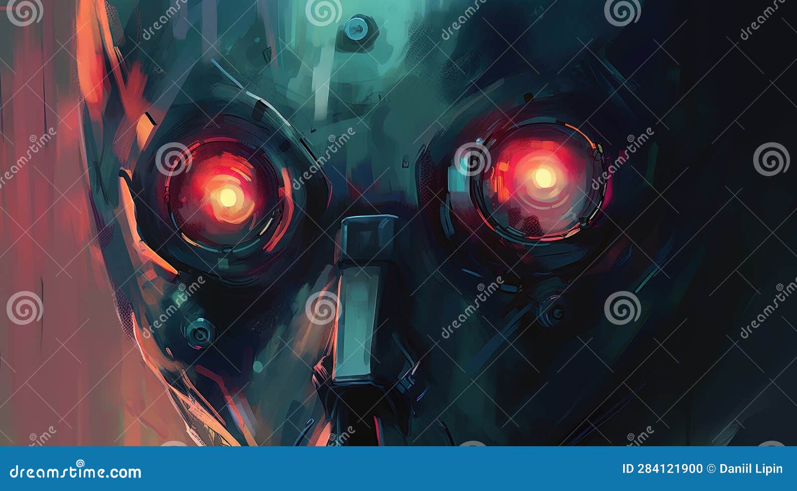 A robot with laser eyes stock illustration. Illustration of fantasy ...