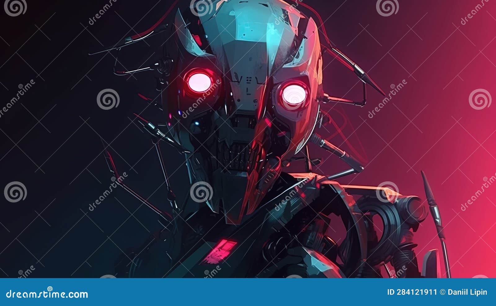 A robot with laser eyes stock illustration. Illustration of science ...