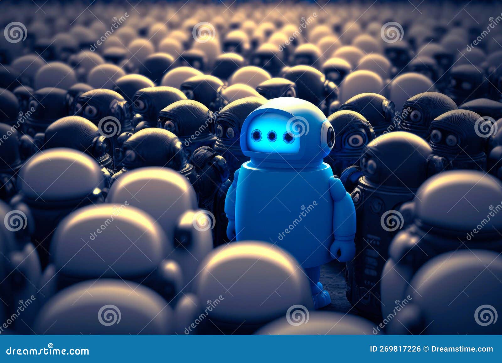 Robot Leader among the Crowd of Robots. Created with Generative AI ...