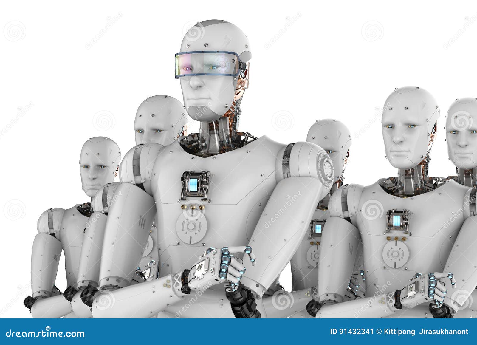 Robot leader with team stock image. Image of android - 91432341