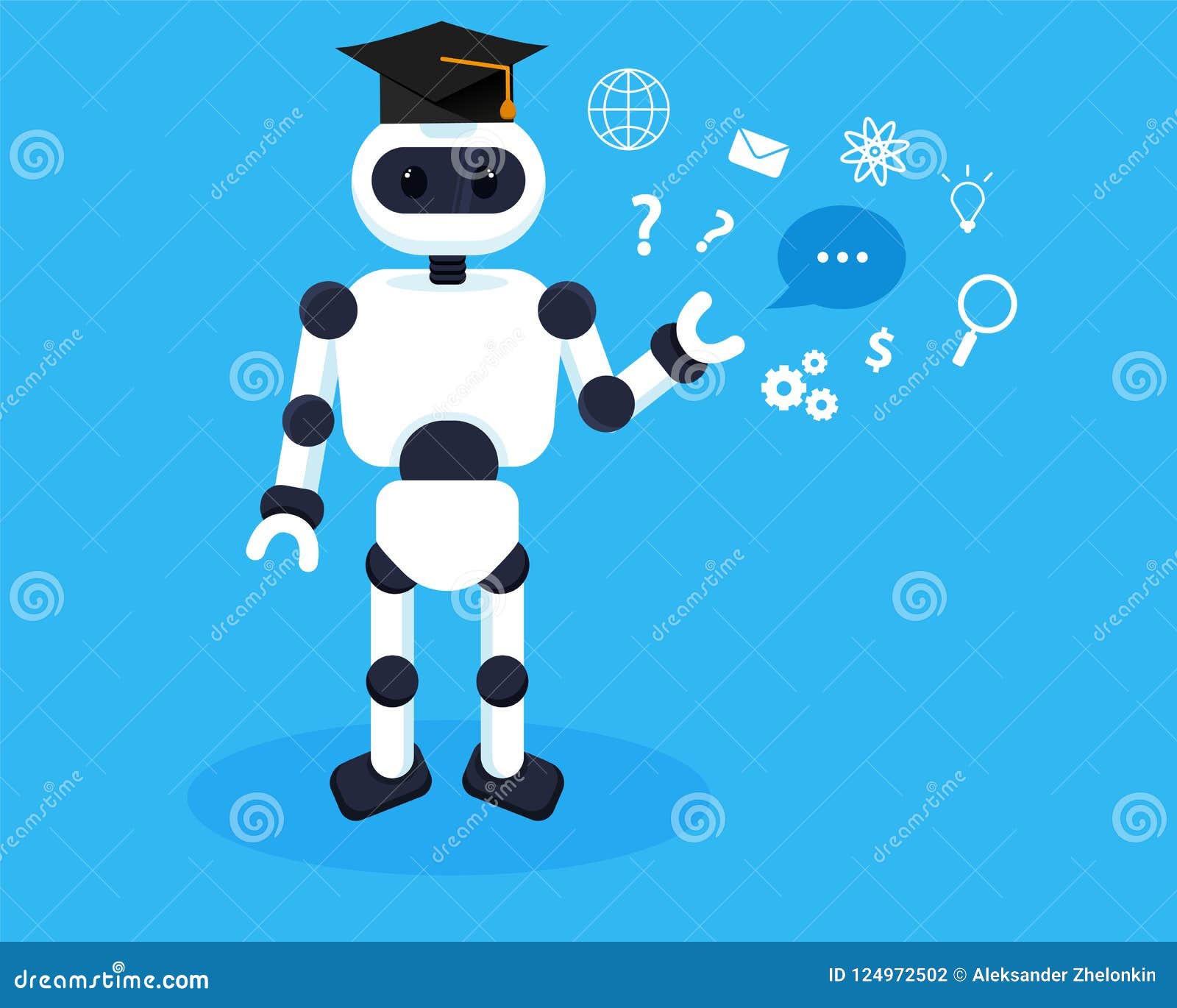 Robot Learns New Infomation. Machine Learning Illustration Concept ... Robot Learns New Infomation. Machine Learning Illustration Concept ...