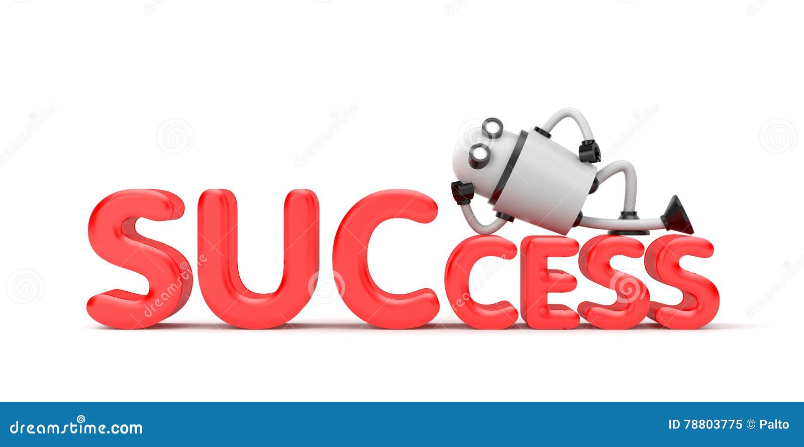The Robot Lies on the Word Success Stock Illustration - Illustration of ...