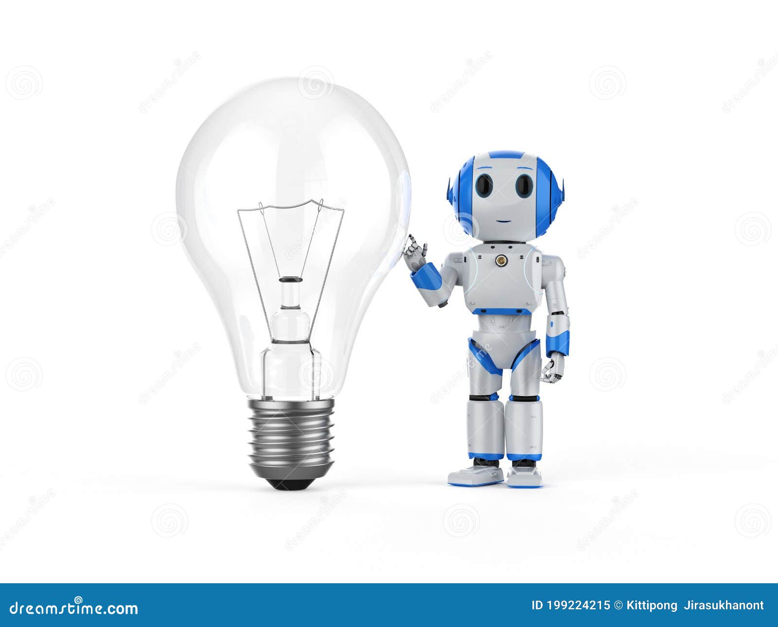 Robot with light bulb stock illustration. Illustration of digital ...