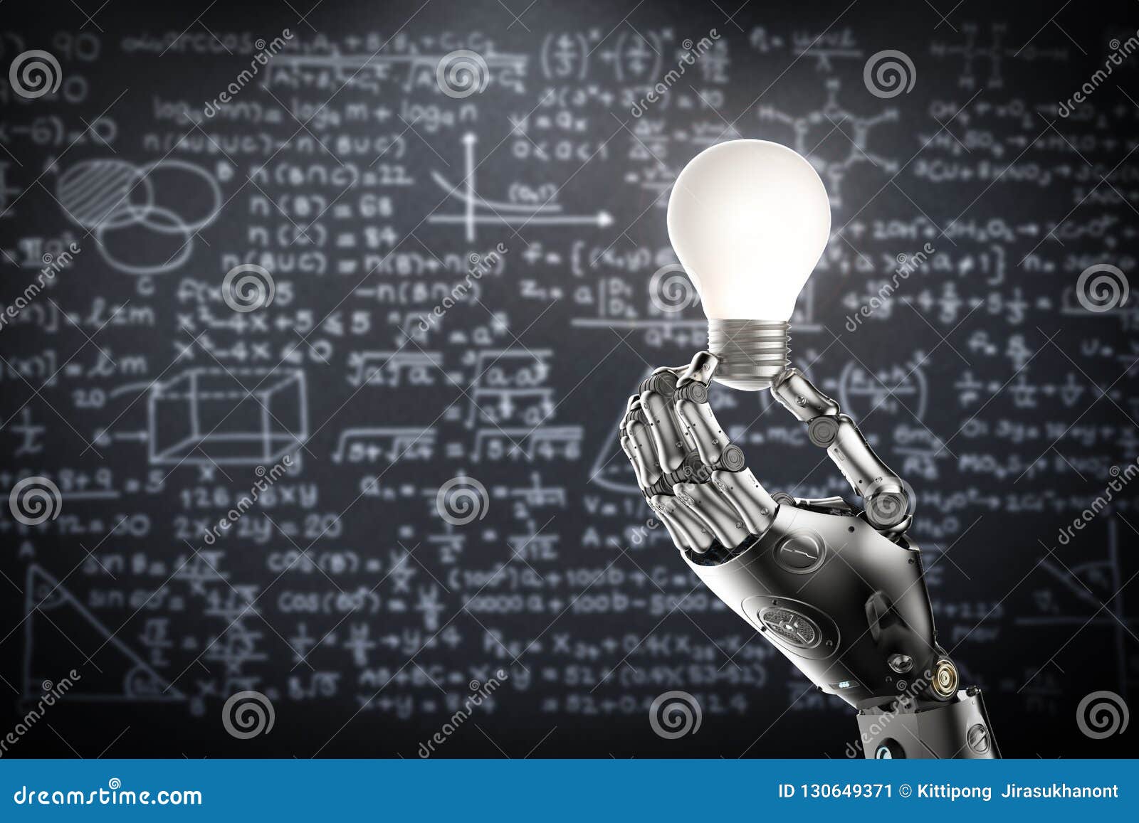 Robot with lightbulb stock illustration. Illustration of connect ...