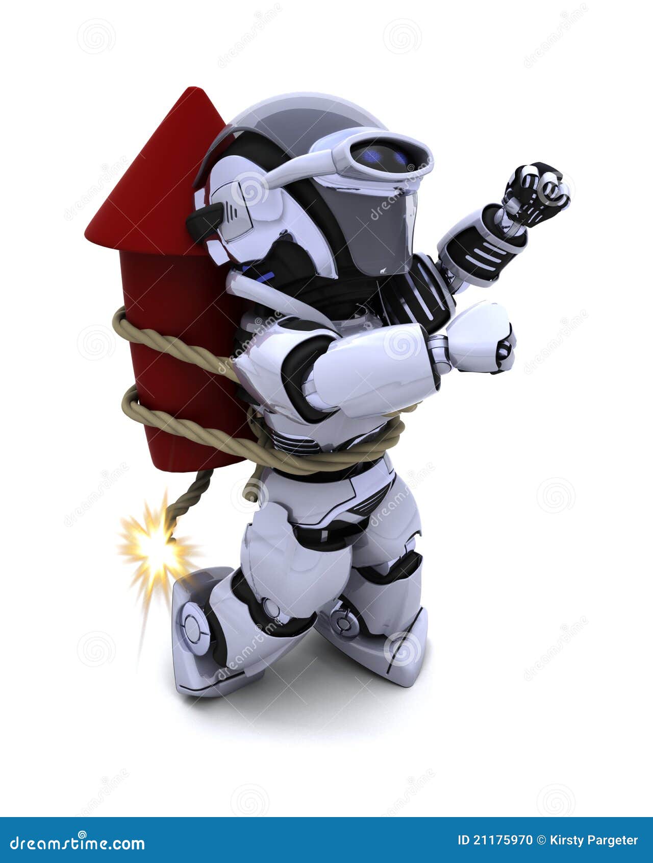 Robot lighting a firework stock illustration. Illustration of ...