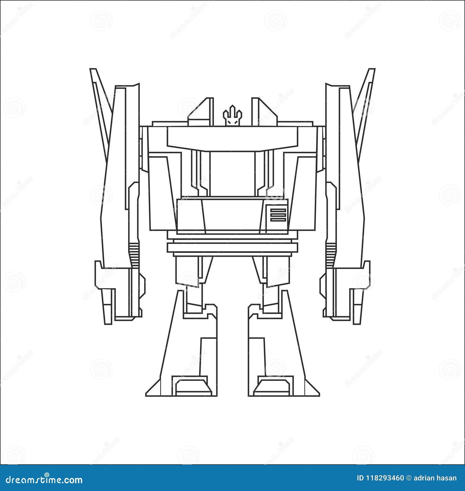 Robot Line Art stock vector. Illustration of handraw - 118293460