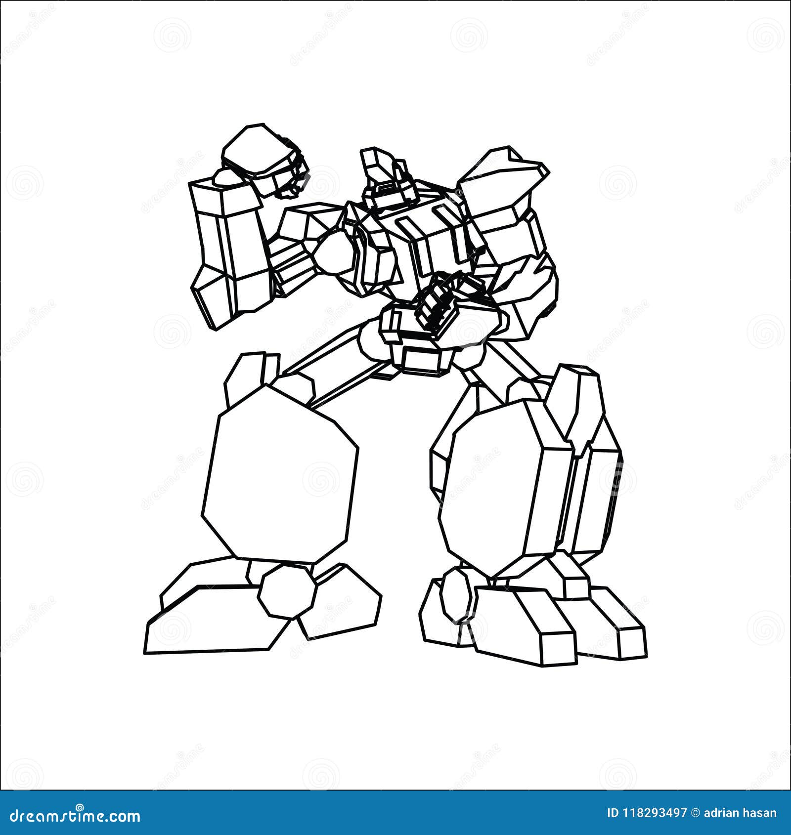 Robot Line Art stock vector. Illustration of umbrella - 118293497