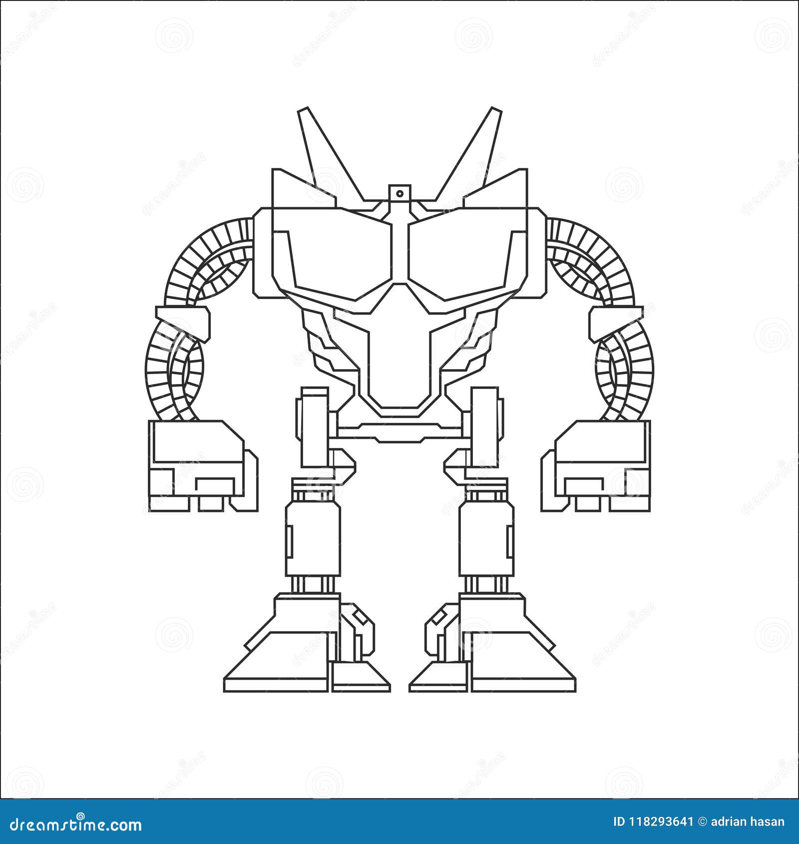 Robot Line Art stock vector. Illustration of scissor - 118293641