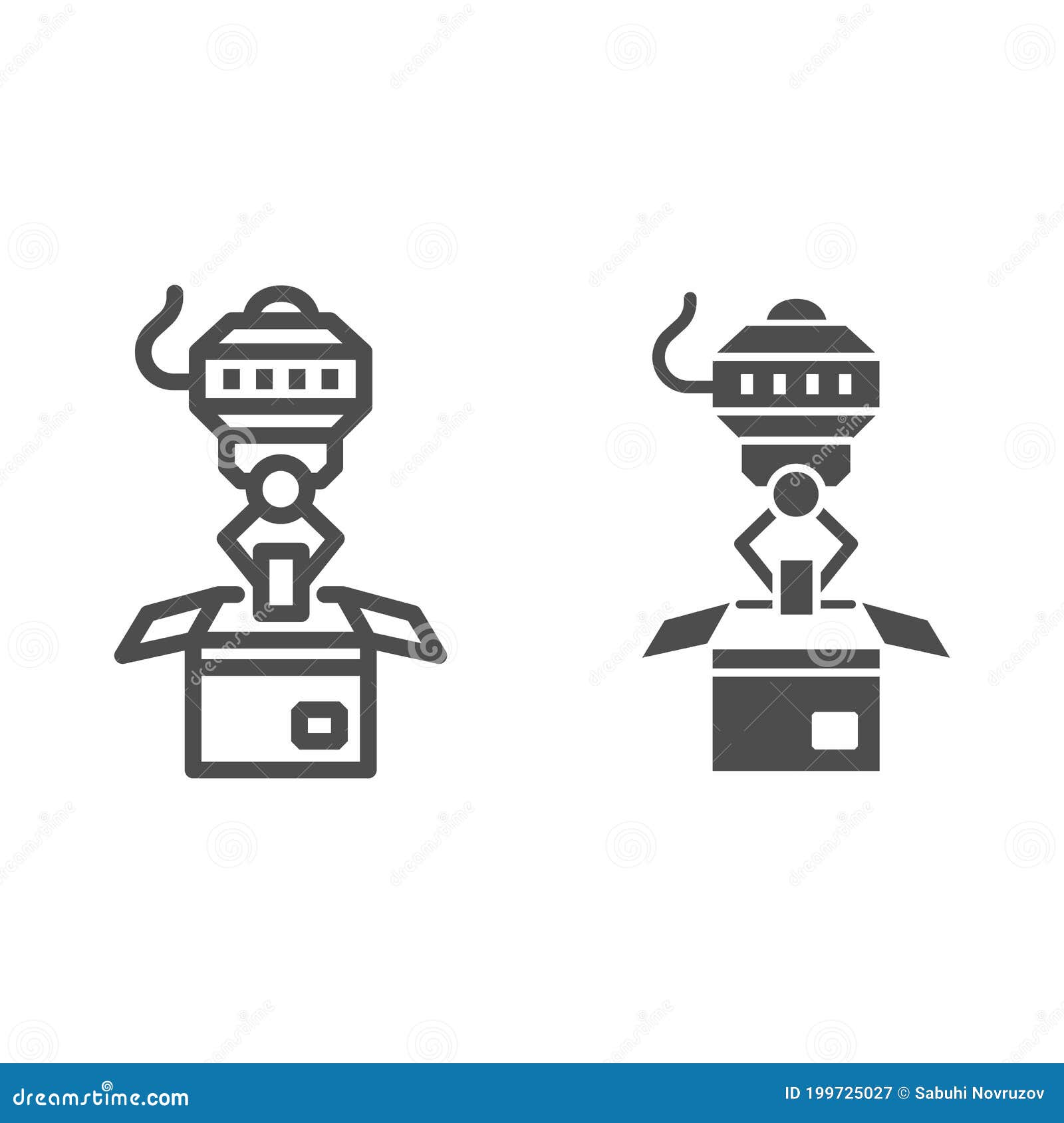 Robot Loader Line Icon, Robotization Concept, Robotic Packaging Sign On ...