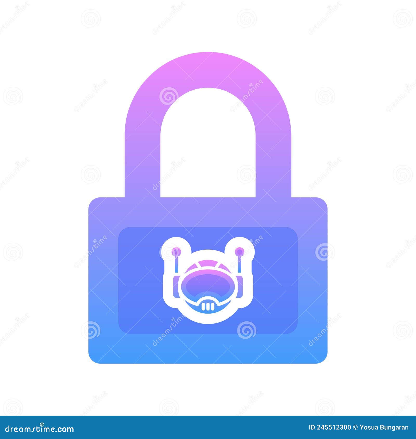 Robot Lock Gradient Logo Design Template Icon Stock Vector ...